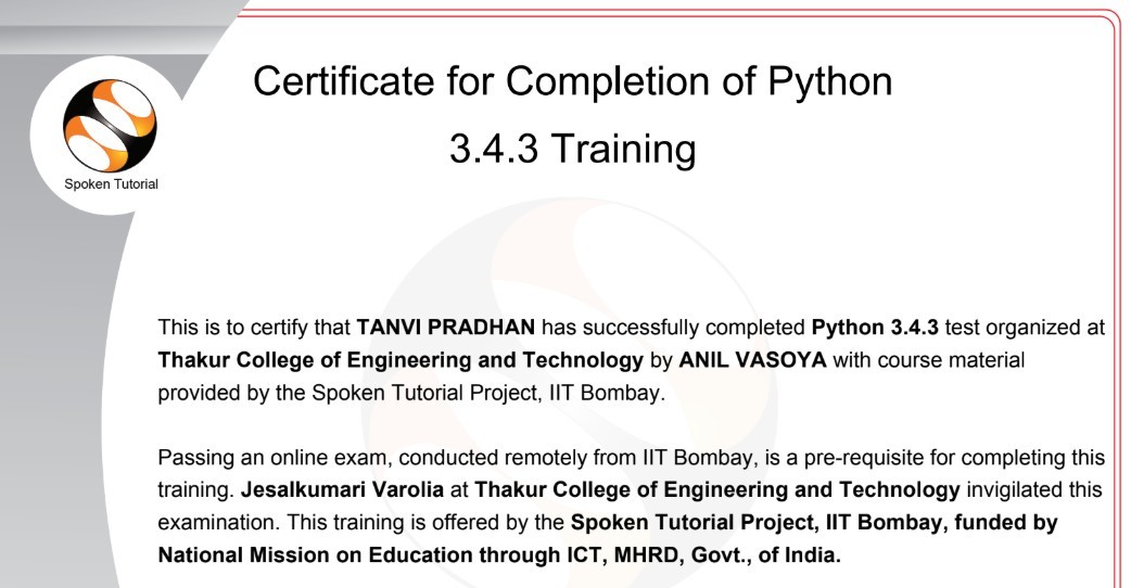 Certifications - Tanvi Pradhan
